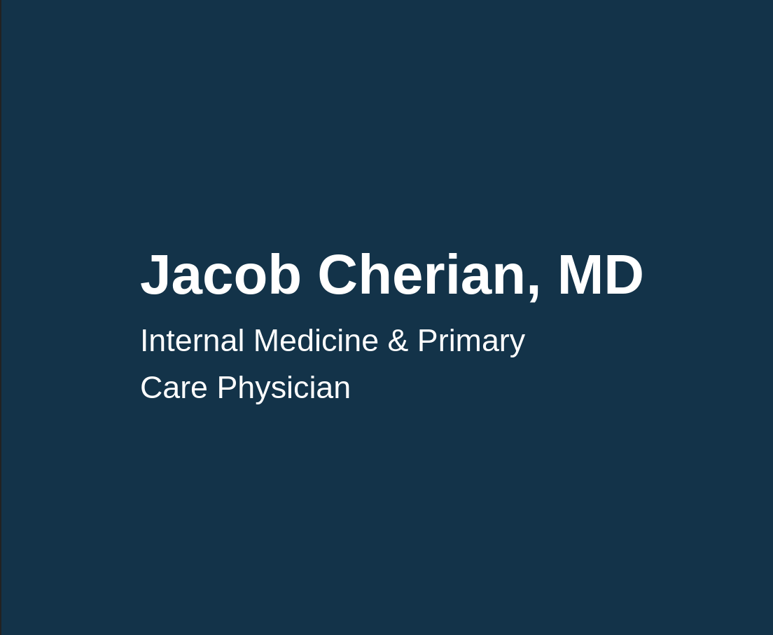 Dr. Jacob Cherian MD
